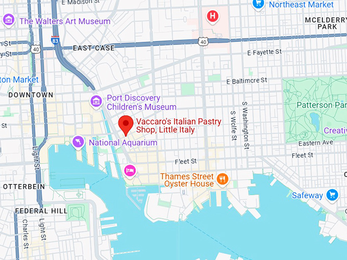 vaccaro's italian pastry shop, little italy map
