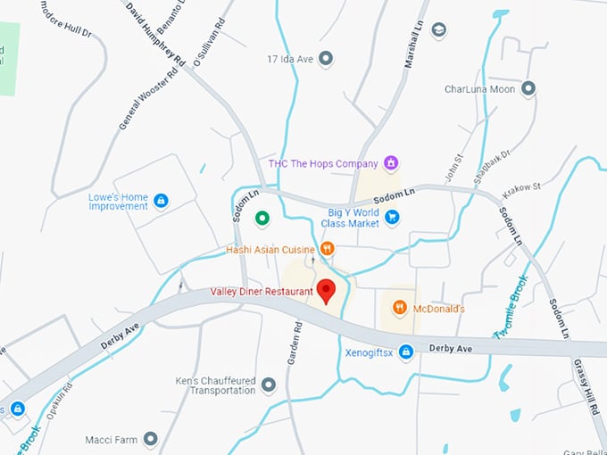 16. valley diner restaurant map