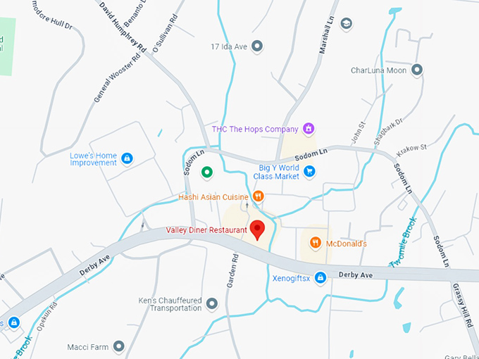 16. valley diner restaurant map
