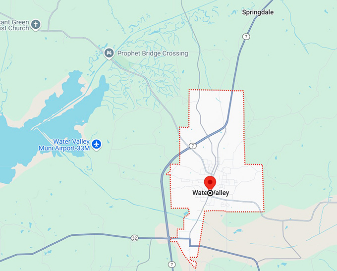 water valley, ms map