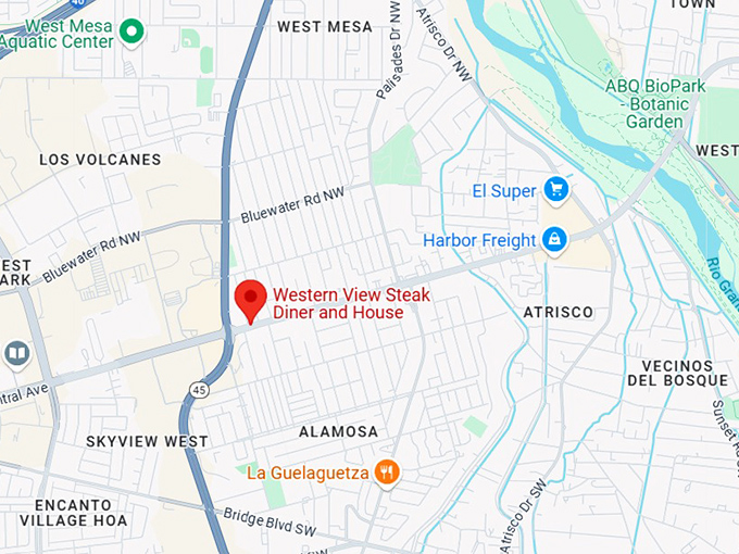 16. western view steak diner and house map