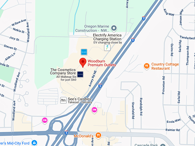 16. woodburn premium outlets map
