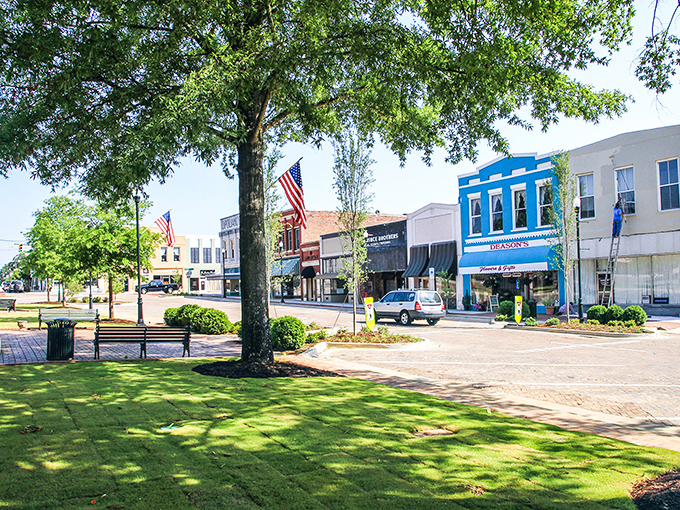 Abbeville's town square looks like a Norman Rockwell painting come to life, complete with American flags and shady trees.