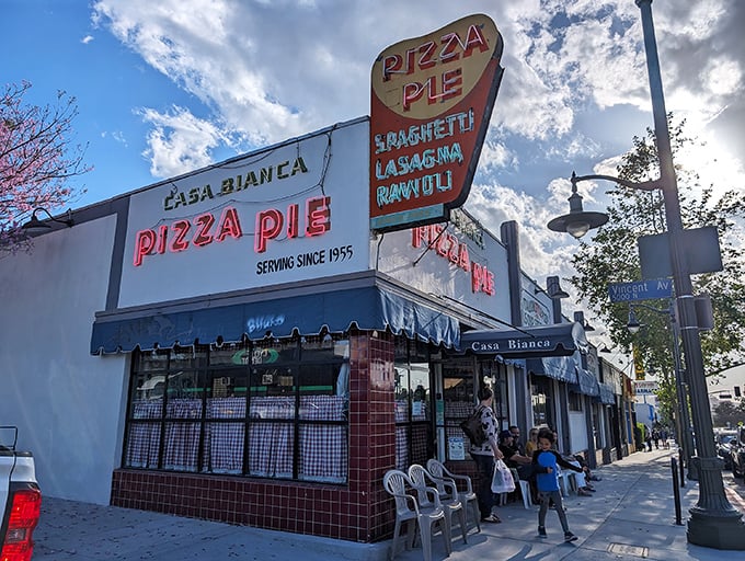 Casa Bianca's neon sign has been lighting up Eagle Rock since 1955&mdash;a beacon of pizza perfection that time forgot.