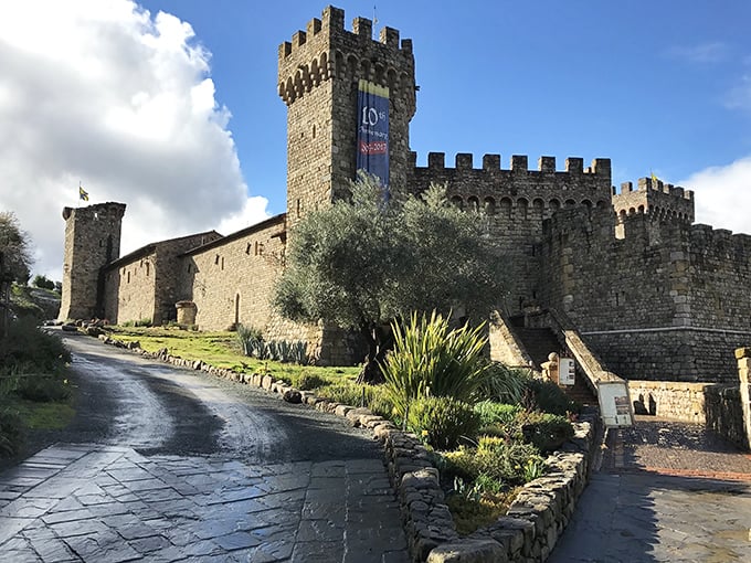 Medieval dreams come true! Castello di Amorosa's stone towers and battlements transport you to Tuscany without the jet lag.
