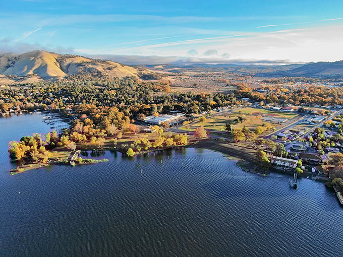 Downtown Clearlake on a perfect California day - where small-town charm meets big lake views without the big-city price tag.
