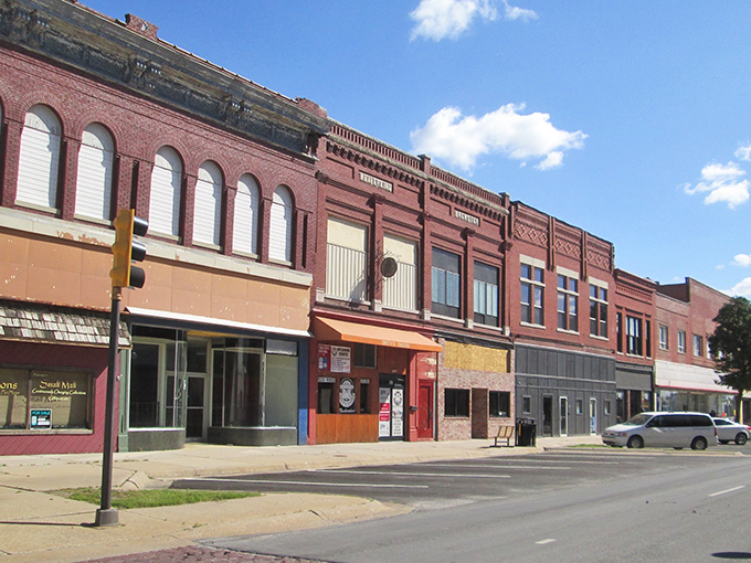 Historic brick buildings line Coffeyville's main street, where time seems to slow down and your dollar stretches further.
