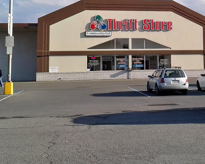 The unassuming exterior of Community Thrift hides a wonderland of bargains. Like finding a gourmet meal at a greasy spoon!