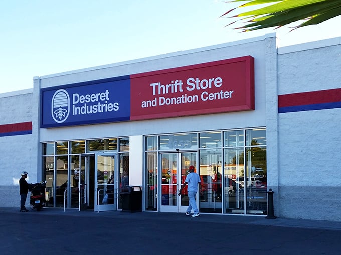 The gleaming entrance to Deseret Industries beckons like a portal to treasure-hunting paradise. Clean, organized, and full of possibilities!