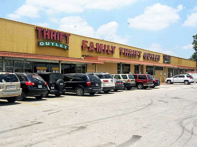 Family Thrift Center's bright yellow facade isn't just eye-catching&mdash;it's a beacon for bargain hunters with dreams bigger than their budgets!