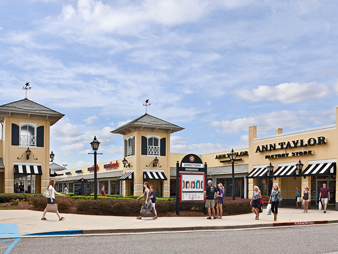 The charming facades of Gaffney Premium Outlets welcome shoppers with Southern hospitality and the promise of designer deals.