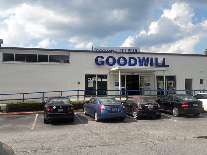 The classic Goodwill storefront - where one person's castoffs become another's "Can you believe I only paid $3 for this?!" treasures.