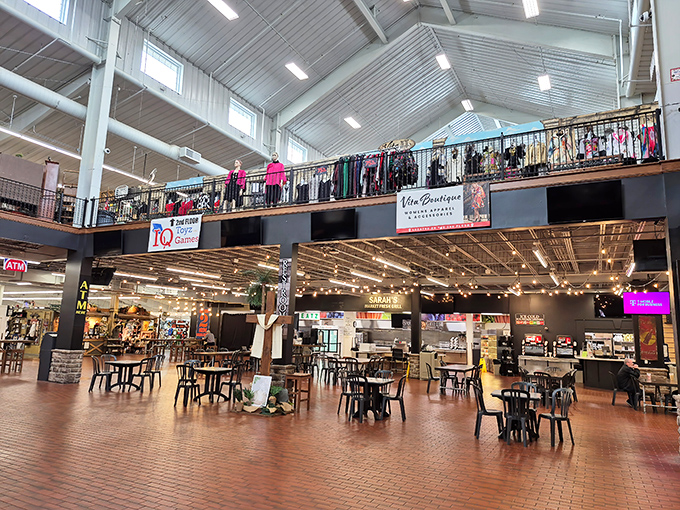 The two-story treasure hunt at Hartville Marketplace feels like shopping in an indoor village square. Those twinkling lights create the perfect atmosphere for serious bargain hunting!