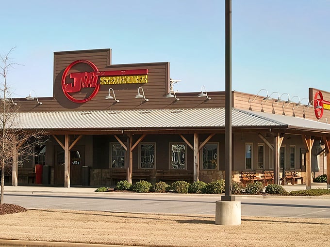 The rustic wooden exterior promises what every carnivore dreams of &ndash; a serious commitment to steak perfection.