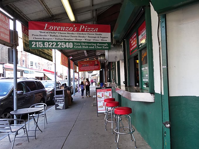 Lorenzo's Pizza sits pretty on a bustling Philadelphia street, ready to deliver slice-sized happiness to hungry souls.