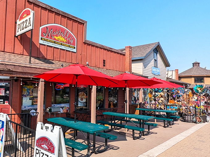 Martolli's red exterior is like a pizza lighthouse calling you home after a day in the Cascades.