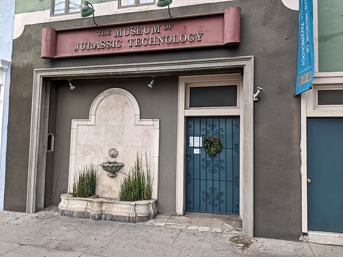 The unassuming entrance to the Museum of Jurassic Technology, where reality and fiction blur like your memory after Thanksgiving dinner.