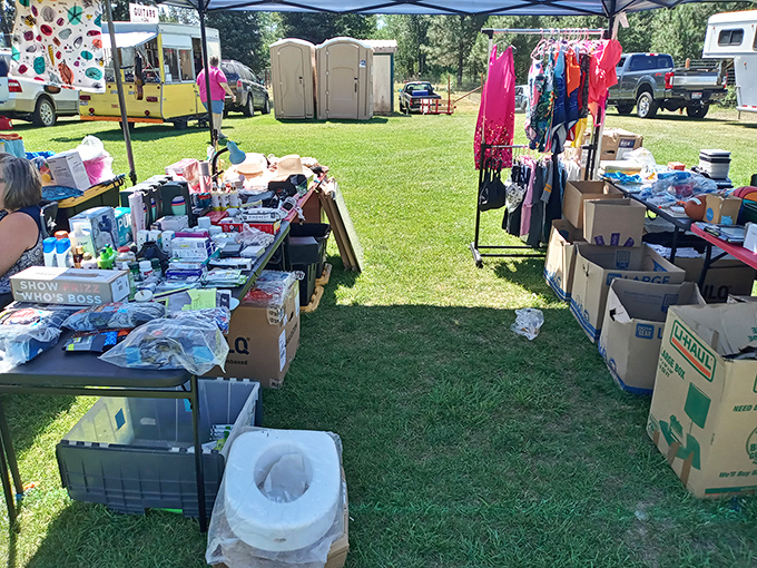 Tables loaded with treasures at Oldtown Flea Market. One person's storage cleanout becomes another's jackpot!