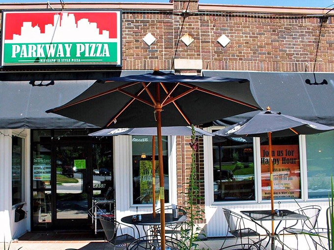 Parkway Pizza: The iconic red and green sign beckons like an old friend. This Minneapolis landmark has been calling pizza lovers home for decades.