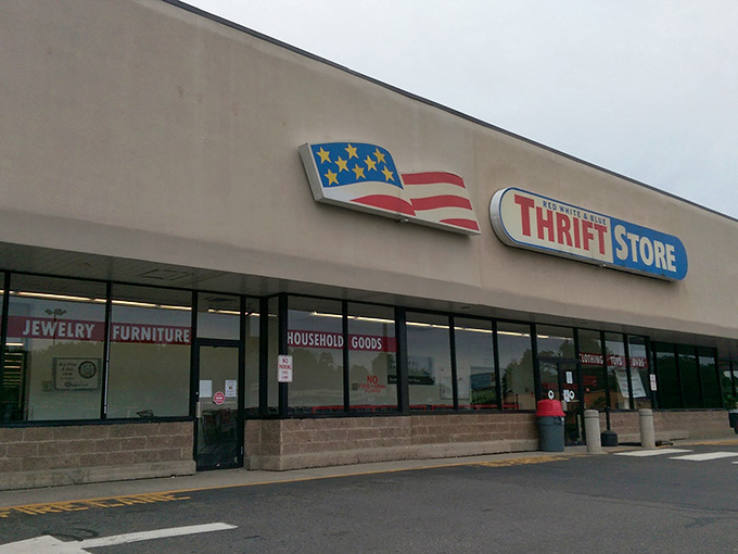 Thrifting adventures await you at the Red White & Blue Thrift Store, where you can find jewelry, furniture, and household goods.