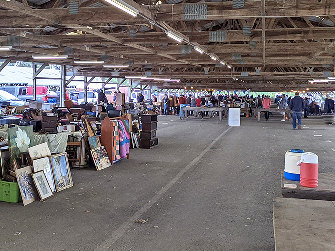 The treasure hunter's paradise! Renninger's covered market offers rows of vintage finds and collectibles under rustic wooden beams.