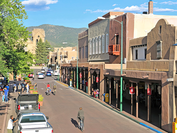 Santa Fe's historic adobe architecture creates a living postcard. Those warm earth tones practically glow in the New Mexico sunshine!
