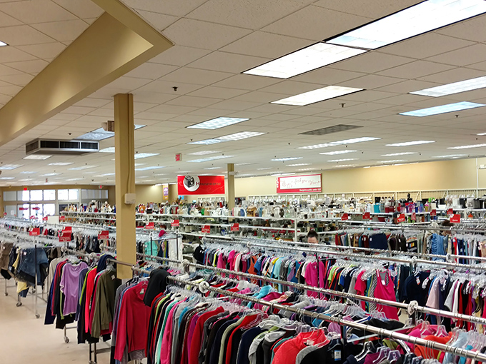 Endless racks of colorful clothing await at Savers &ndash; like a treasure hunt where someone already organized all the X marks!