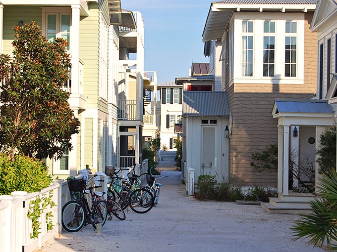 Seaside's narrow pathways between pastel cottages feel like secret passages to a beach paradise. Bikes optional, wonder mandatory!