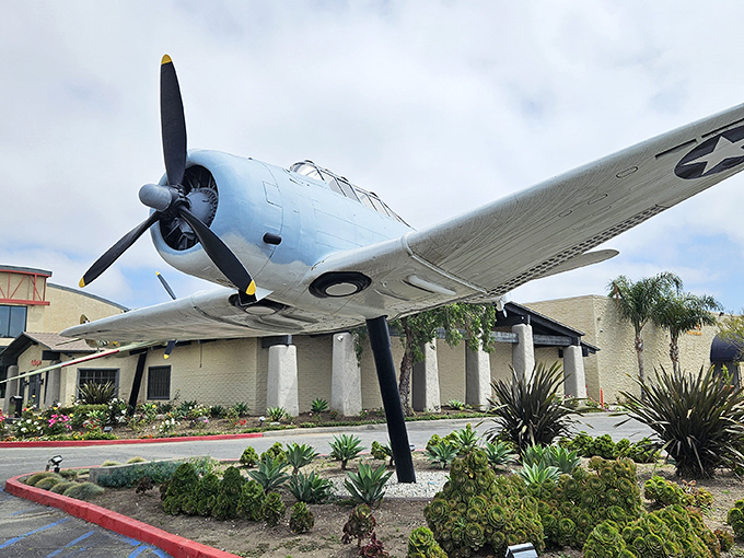 The Proud Bird: Look at that beauty! A vintage warplane welcomes diners to this aviation-themed restaurant where food and flight history collide.