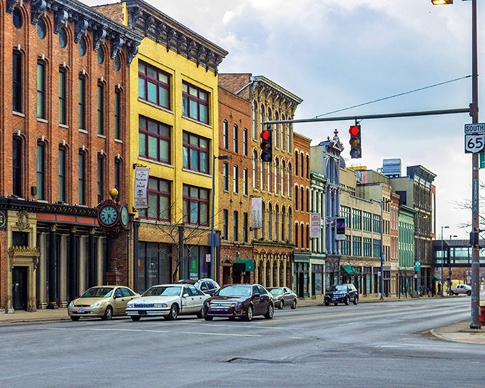 Toledo's downtown streets tell stories of resilience, where historic brick buildings stand proudly like seasoned veterans.