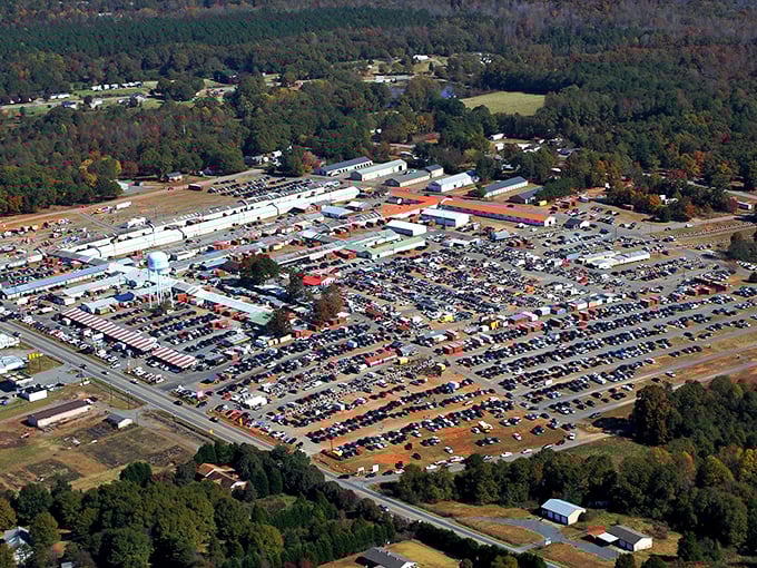Weekend warriors assemble! This bird's-eye view shows why Anderson Jockey Lot needs its own zip code &ndash; treasure hunting on an epic scale.