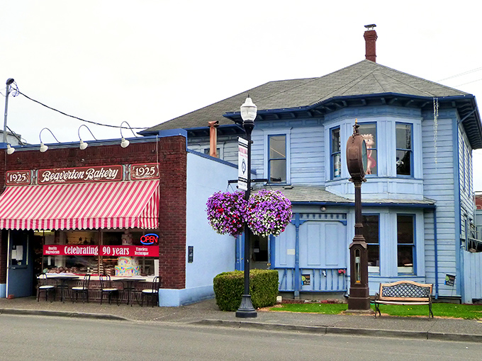 The historic Beaverton Bakery stands as a sweet landmark where colorful petunias hang like frosting on this delicious slice of affordable Oregon.