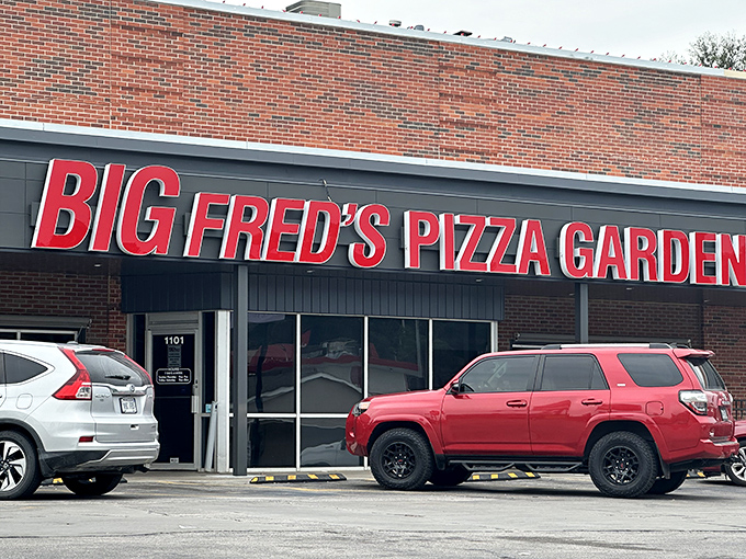 Big Fred's brick facade might not win design awards, but their pizza deserves a gold medal. 