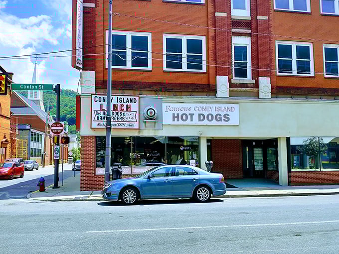 Johnstown's famous Coney Island Lunch stands proudly on Clinton Street, a time capsule of flavor where hot dog dreams come true.