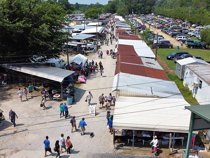 The bustling main thoroughfare at Ripley's flea market&mdash;where one person's castoffs become another's prized possessions.