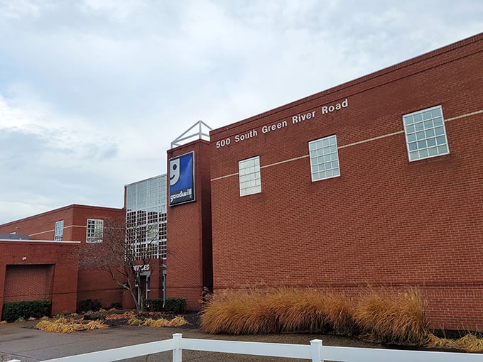 Architectural charm meets thrift store magic. This Evansville Goodwill Outlet building has probably seen more fashion trends come and go than Vogue magazine.
