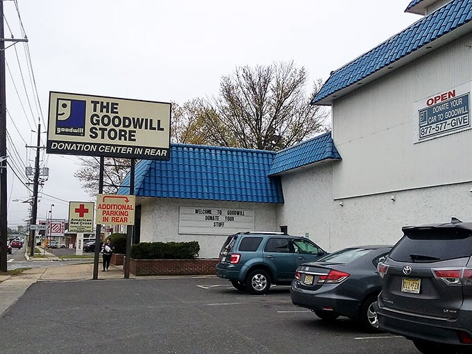Welcome to Goodwill, where the donation center sign might as well read "Drop your past here, someone else's future is waiting."
