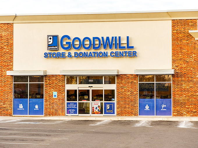 Donation center by day, treasure trove by night. This Goodwill's organized aisles might hide your next favorite sweater or quirky lamp.