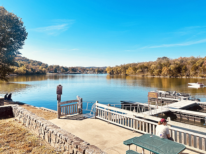 Nature's infinity pool! The pristine waters of Ha Ha Tonka offer a peaceful dock view that beats any resort I've visited.