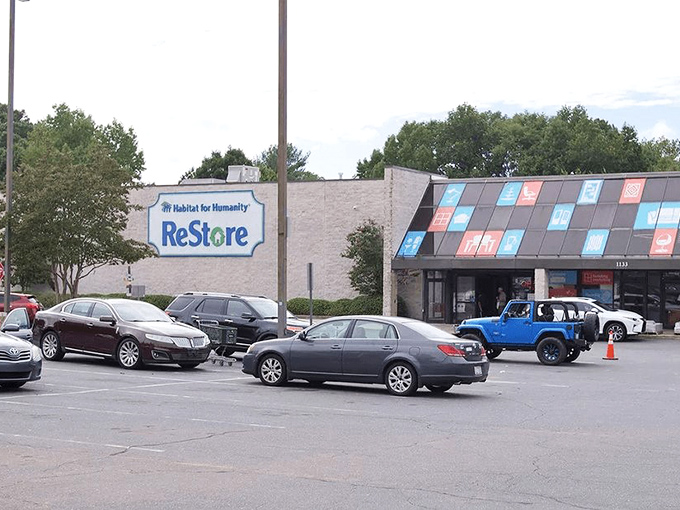 ReStore's parking lot hints at the treasures within. One person's donation becomes another's perfect find!