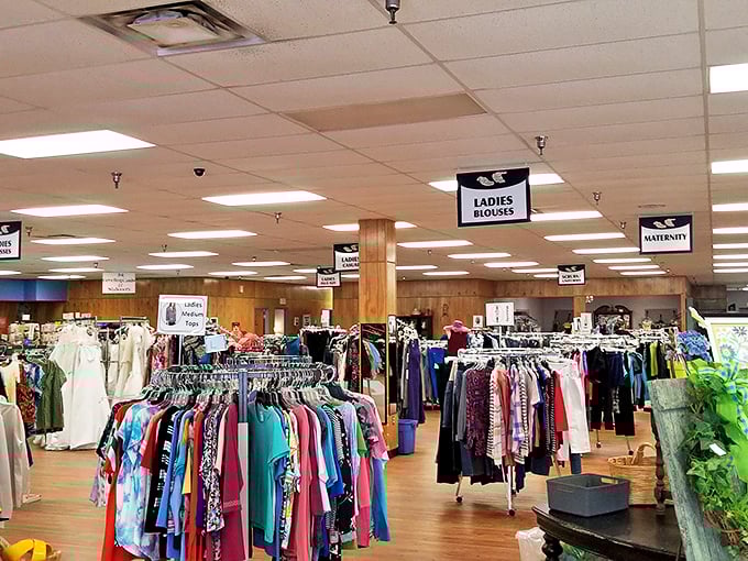 Organized chaos at its finest! Helping Hands' color-coded sections make treasure hunting a breeze for savvy shoppers.