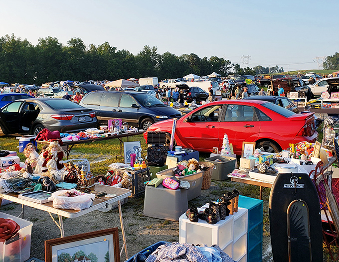 Treasure hunting in action! Jake's outdoor market transforms Pennsylvania countryside into a bargain-seeker's paradise every weekend.