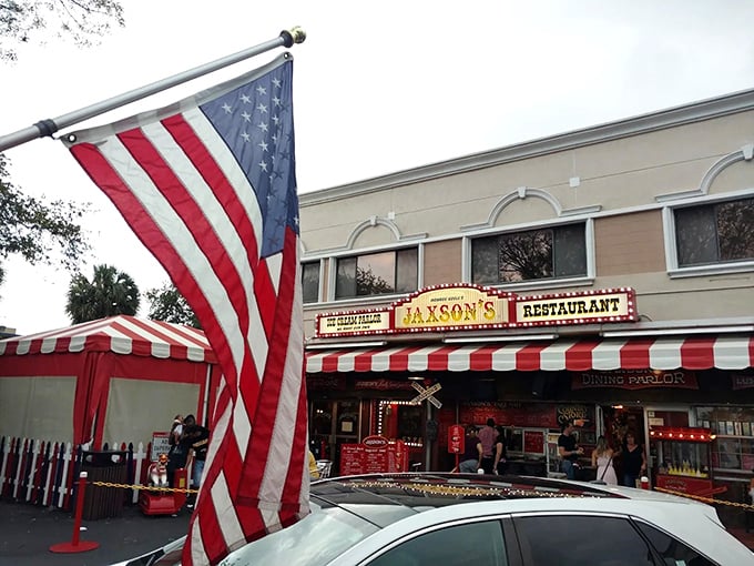Stars and stripes forever! Jaxson's patriotic facade houses enough ice cream to satisfy an entire Little League team.