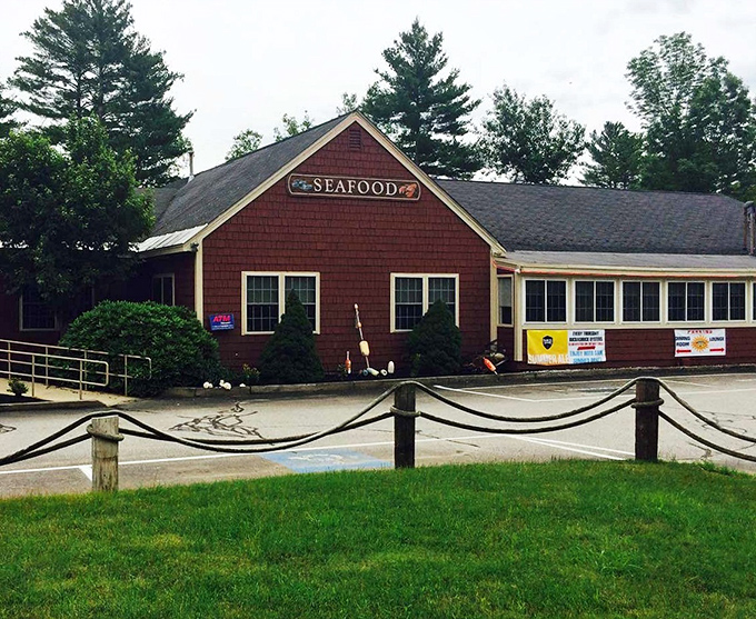 Seafood sign on a steakhouse? That's New Hampshire's version of surf and turf before you even walk through the door!