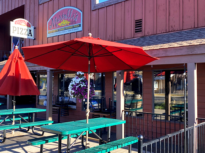 Those bright red umbrellas aren't just for show &ndash; they're sheltering pizza worth writing home about.