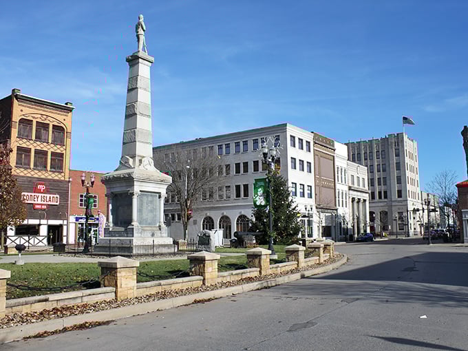 That monument stands tall in New Castle's town square, silently watching over generations of first dates and family outings.