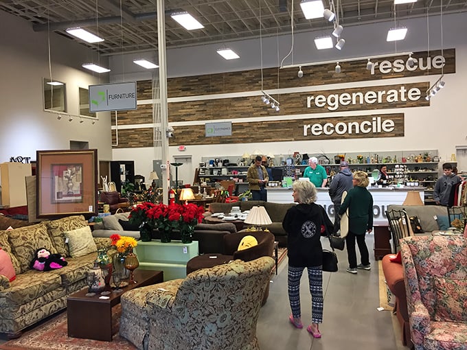 Furniture shopping that funds second chances! No Longer Bound's living room displays could easily be mistaken for an upscale home store.