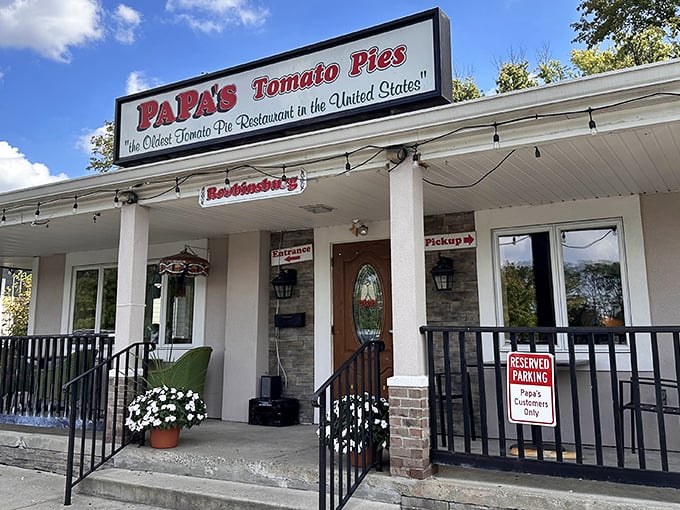 "The Oldest Tomato Pie Restaurant in the United States" isn't just a sign &ndash; it's a time machine to pizza perfection.