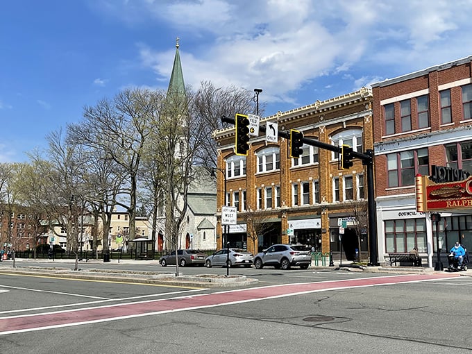 Church spires and historic buildings frame Pittsfield's walkable downtown, where affordable living meets Berkshire beauty.