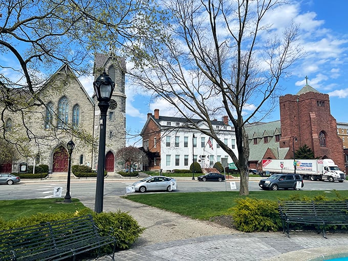 Historic churches and community buildings frame Pittsfield's town center. Like a Norman Rockwell painting come to life, minus the uncomfortable posing.